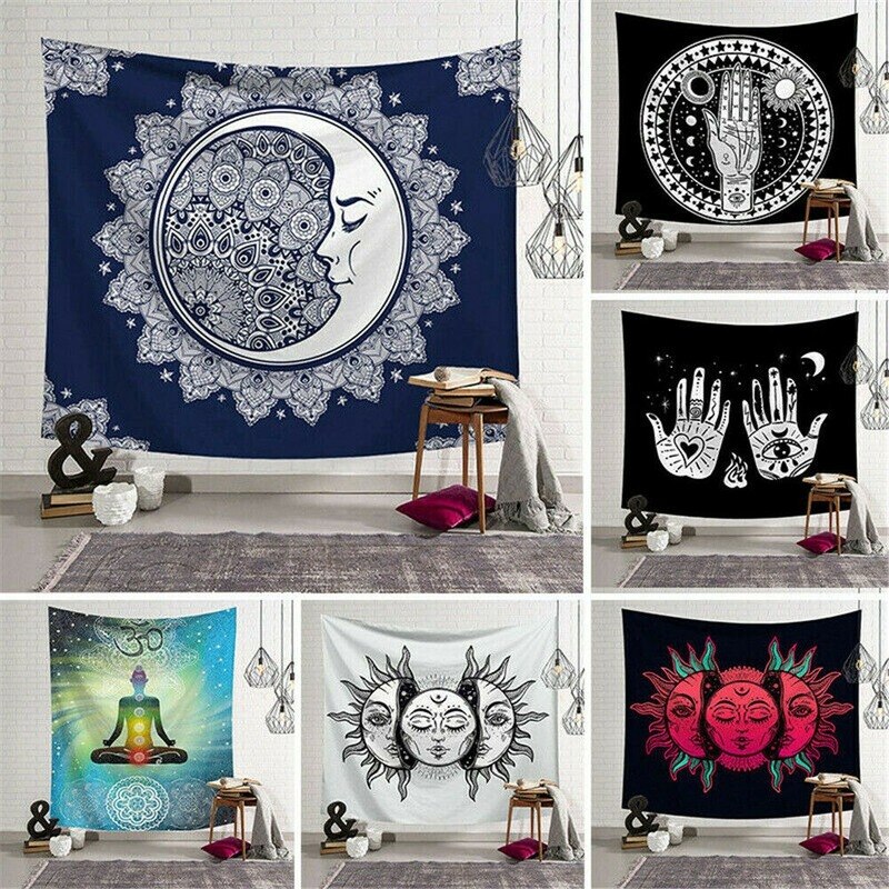 Wit Zwart Sun Moon Mandala Tapijt Muur Opknoping C... – Grandado