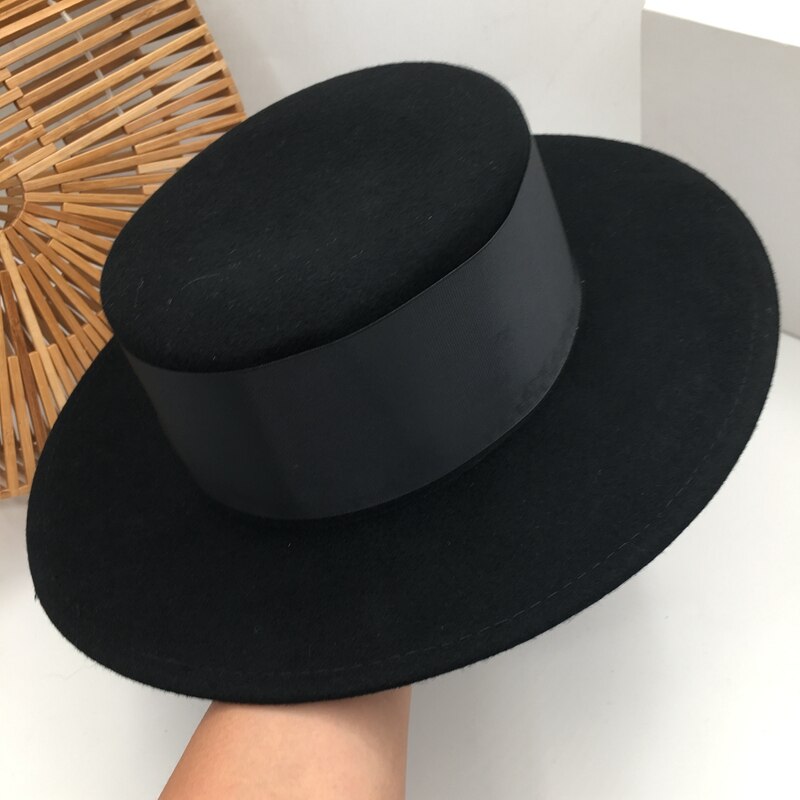 In Europe and the British flat top hat black wool ... – Grandado