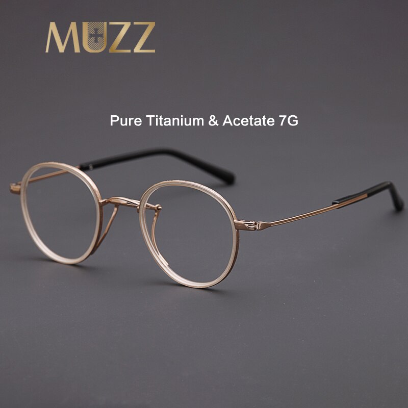 Pure Titanium Glasses Frame Men Retro Round Prescr... – Vicedeal