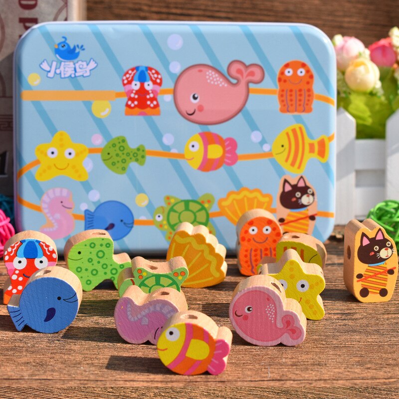 Lacing Toy Wooden Block Set Early Educational Toys... – Grandado