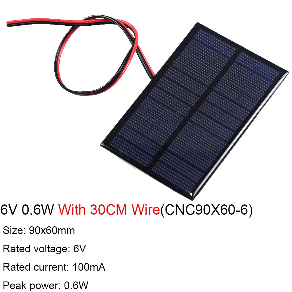 Panneau solaire 6V avec fil de 30, 100, 200CM, Min... – Grandado