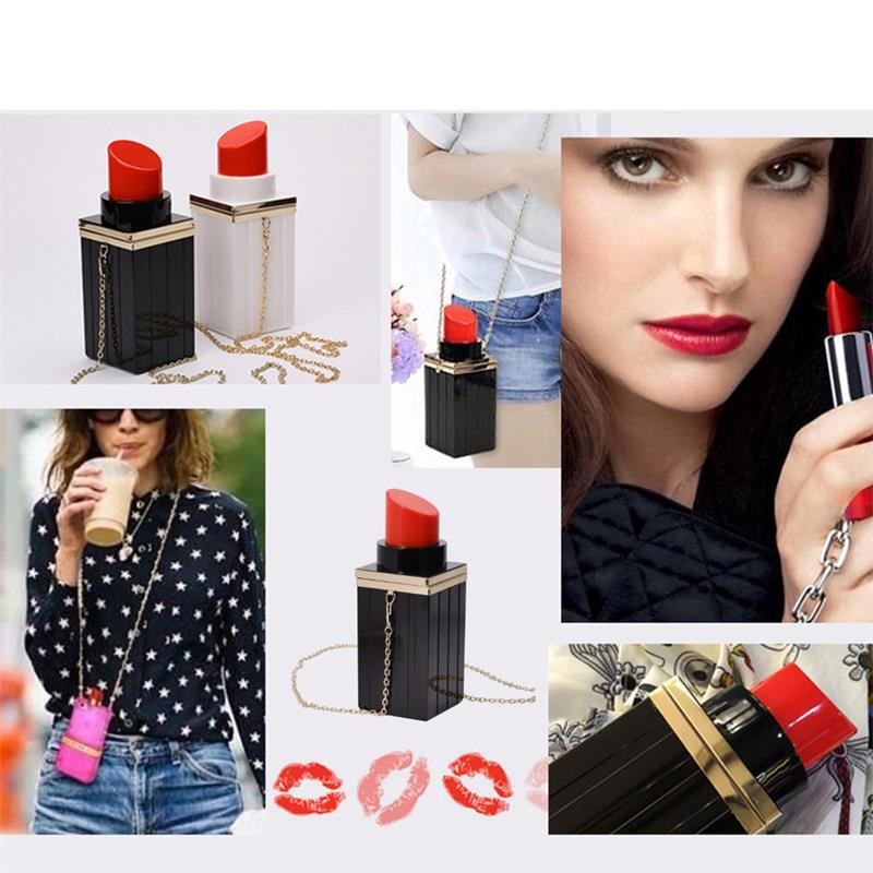 Lipstick Shape Purse with Chain Acrylic Evening Ba... – Vicedeal