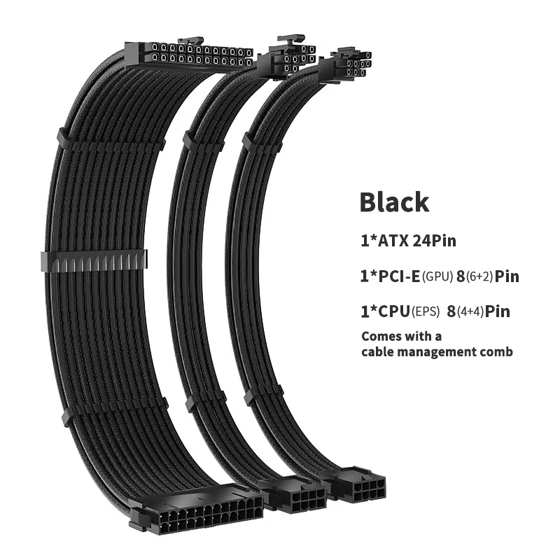 TEUCER CPU PSU Extension Cable 30cm 3 in 1 Motherb... – Vicedeal