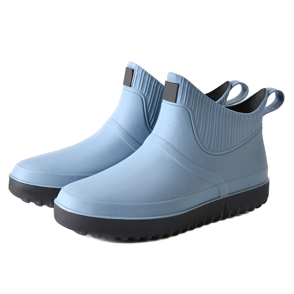 Newly Men Rubber Rain Shoes Slip On Waterproof Low... – Grandado