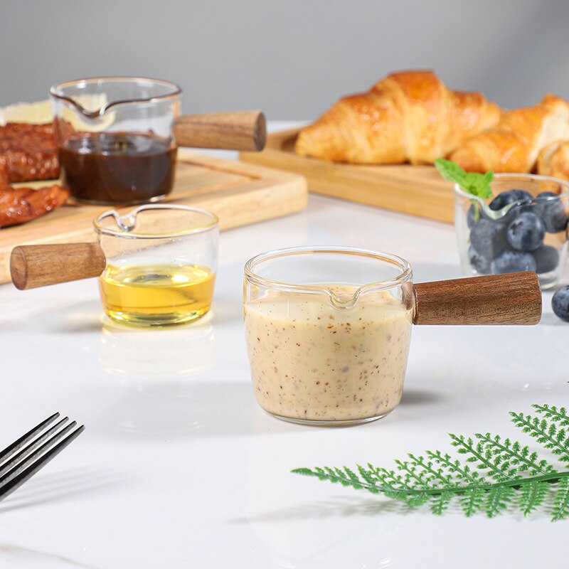 100ml Mini milk cup glass sauce cup wooden handle ... – Grandado