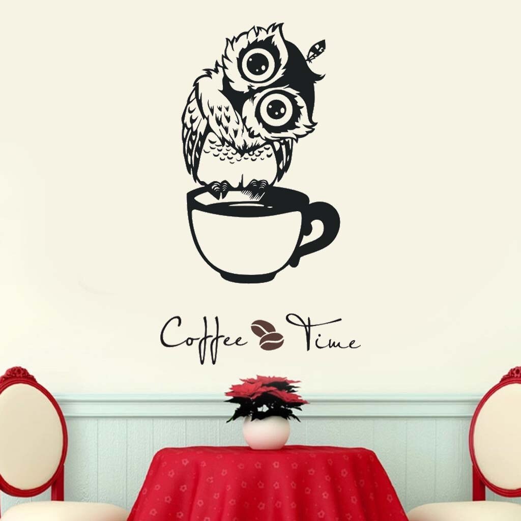 Leuke Cartoon Uil Op Mok Muur Sticker Behang Voor ... – Vicedeal