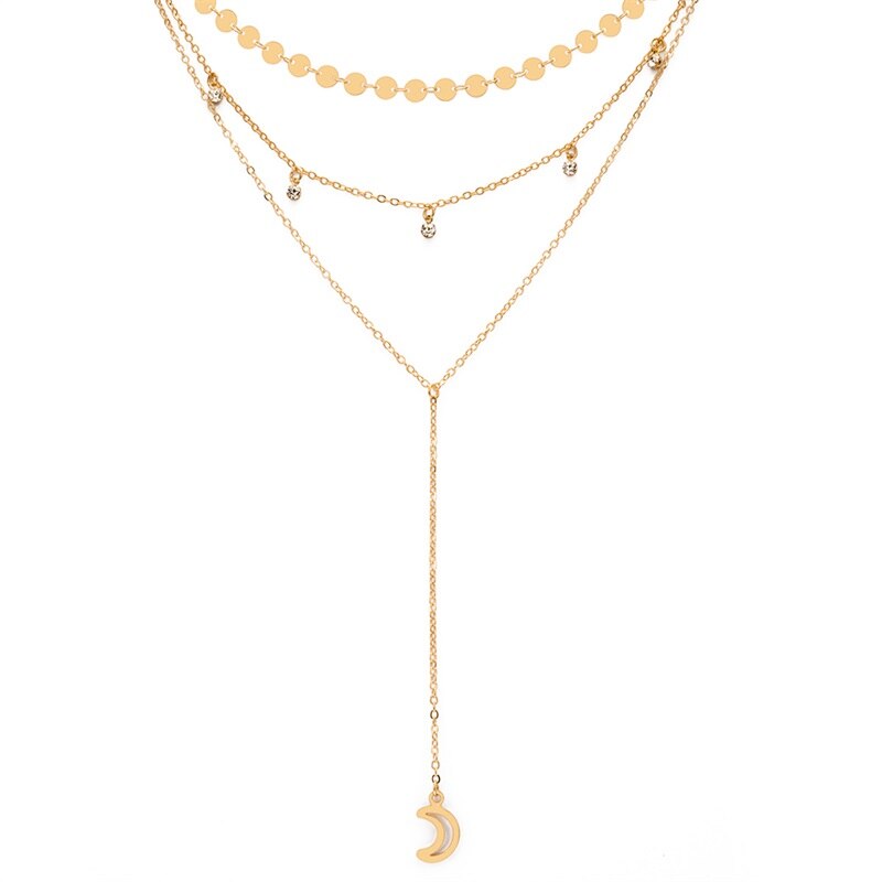 Vienkim Bohemia Multilayer Necklace Wafer Chain Cr... – Grandado