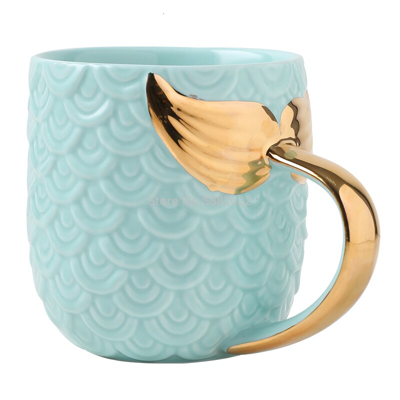 Gold Mermaid Coffee Mug Ceramic Morning Milk Cup T... – Grandado