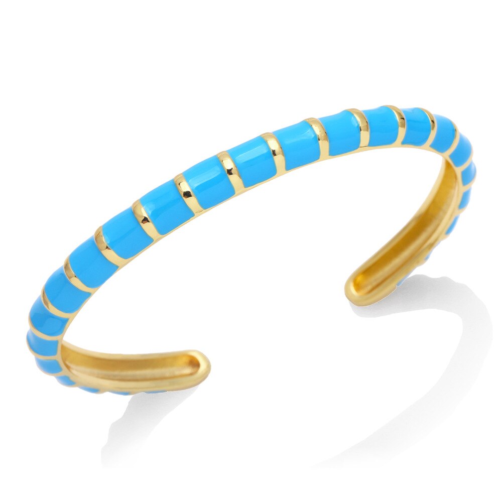 Y2k randiga emalj manschett armband koppar armband... – Grandado