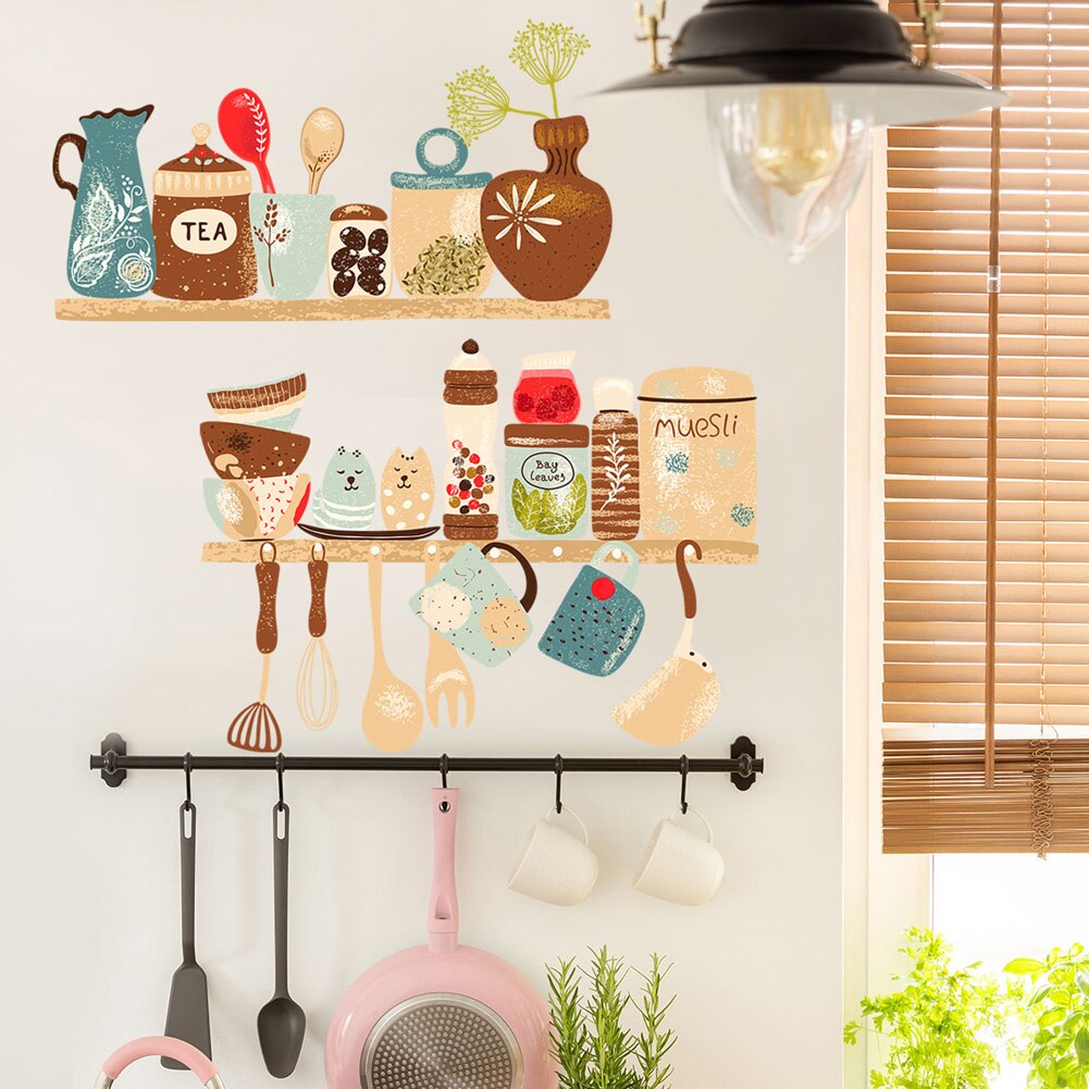 Kitchen Supplies Pattern Wall Stickers Restaurant ... – Grandado