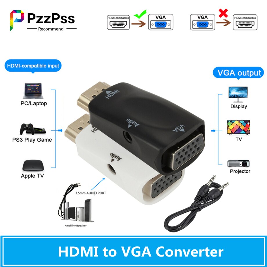 PzzPss HD 1080P HDMI to VGA Adapter Male to Female... – Vicedeal