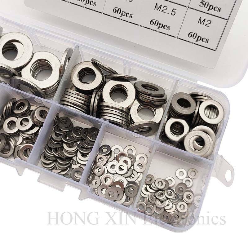 400Pcs/box 304 Stainless Steel Flat Washer Assortm... – Vicedeal