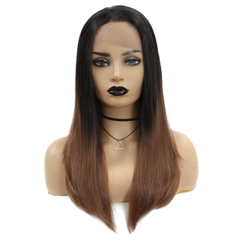 X-TRESS Dark Roots Ombre Brown Synthetic Lace Fron... – Grandado