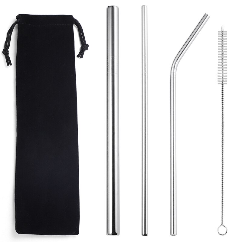 Large Wide Reusable Metal Smoothie Straws Reusable... – Vicedeal