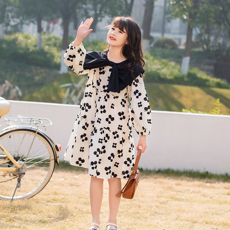 4 To 16 Year Girls Spring Print Dress 2022 Kids Lo... – Grandado
