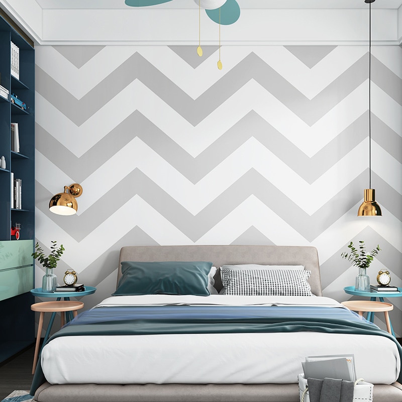 Wavy Pattern Wallpaper Nordic Style Geometric Hips... – Vicedeal