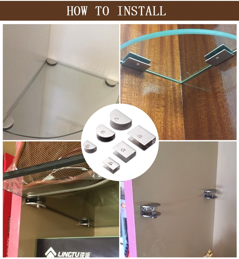 10 Pieces Stainless Steel Glass Clamps Shelves Hol... – Grandado