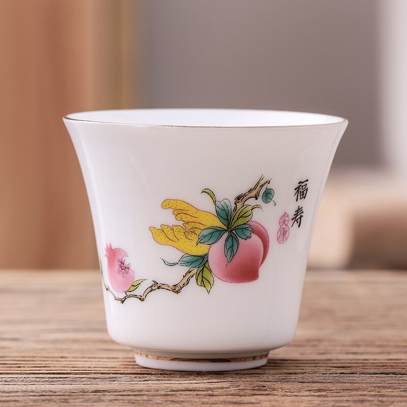 1Pc Tradition Ceramic Teacup Travel Portable White... – Grandado