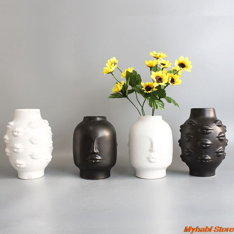 Ceramic Vase Lips/Human Face Shape Vase Flower Pot... – Vicedeal