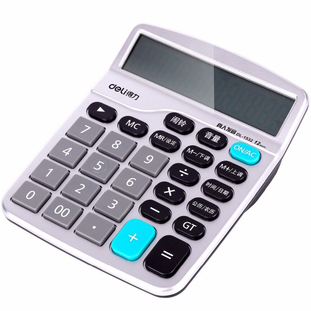 Deli 1pcs Calculator Real Voice 12 Digits Office C... – Grandado