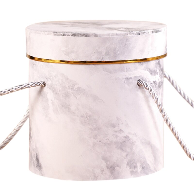 Romanti marmor blomstertrykt boks rund bærbar oppb... – Vicedeal