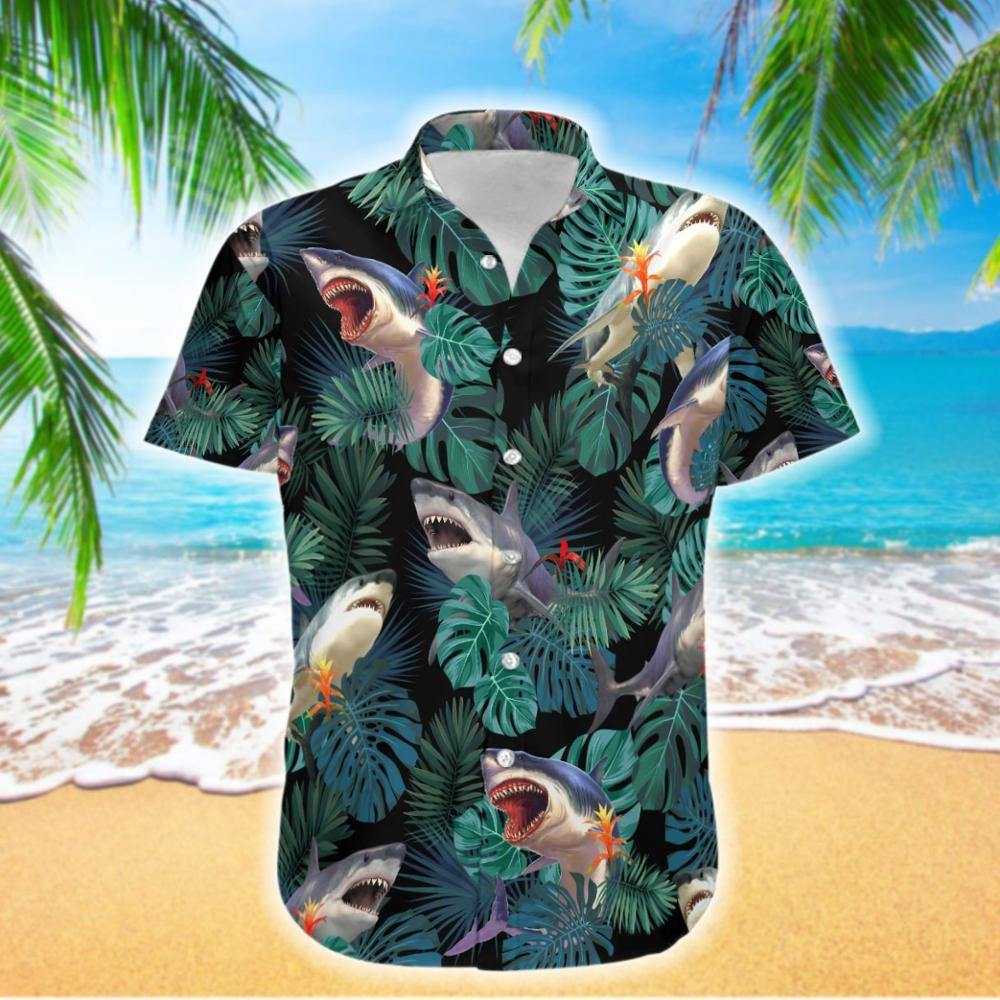 Zomer Strand Korte Mouwen Liefde Shark Hawaiian 3D... – Grandado