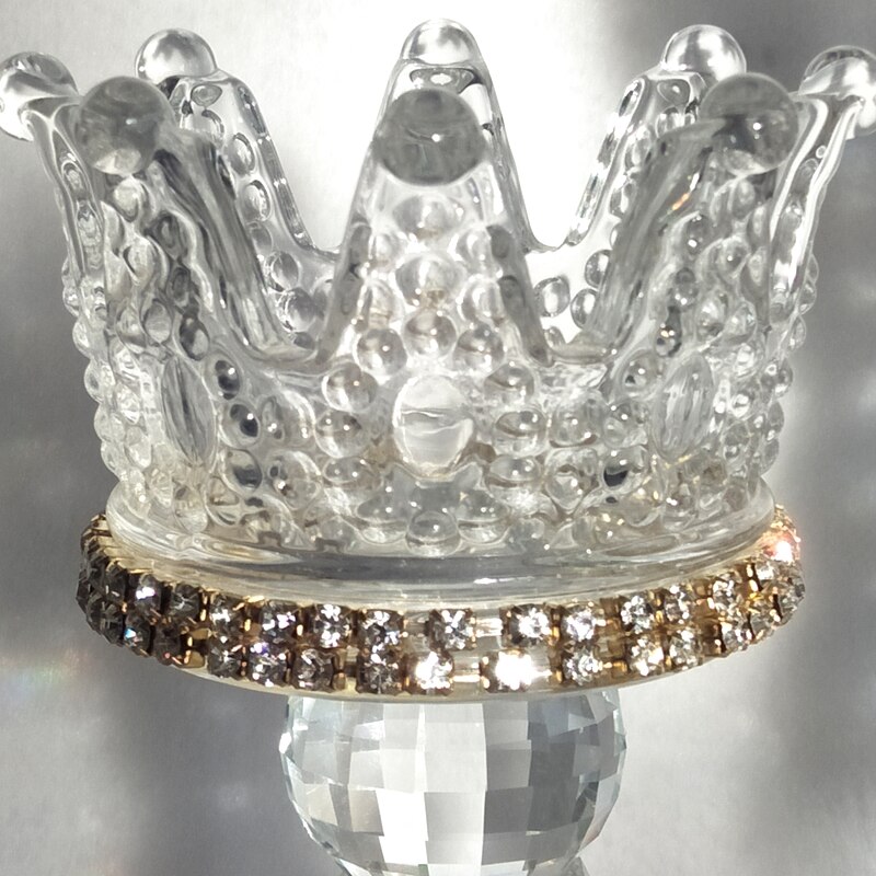 Crown Candlestick Candle Holder Transparent Glass ... – Grandado