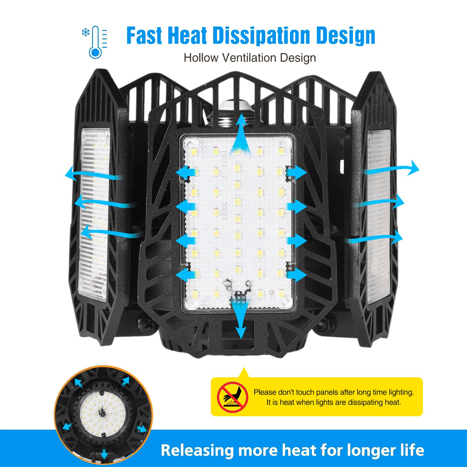 150w LED Garage Light 5 Panels E27 Deform High Bay... – Grandado