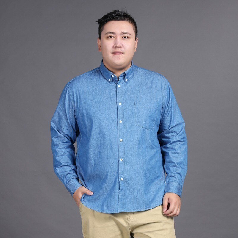Plus Size 8xl 7xl Jeans Mens Shirts Cotton Long Sl... – Grandado
