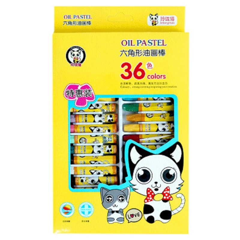 36 Color Crayons Cartoon Kitten Oil Pastel Washabl... – Grandado