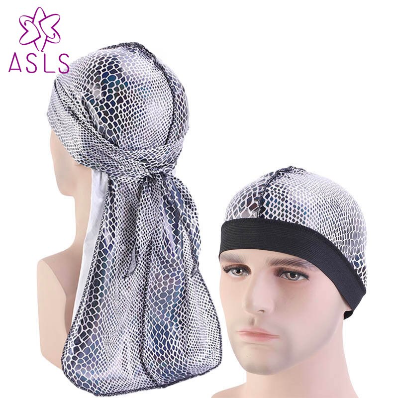 Unisex Mode patroon Silky Durag Lange Staart Brede... – Grandado