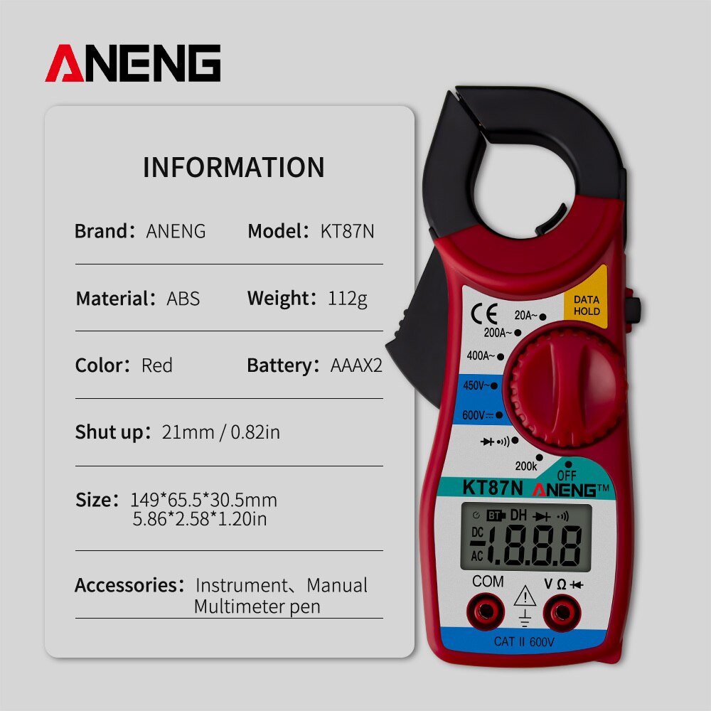 Aneng KT87N Lcd Digitale Multimeter Amperemeter El... – Grandado
