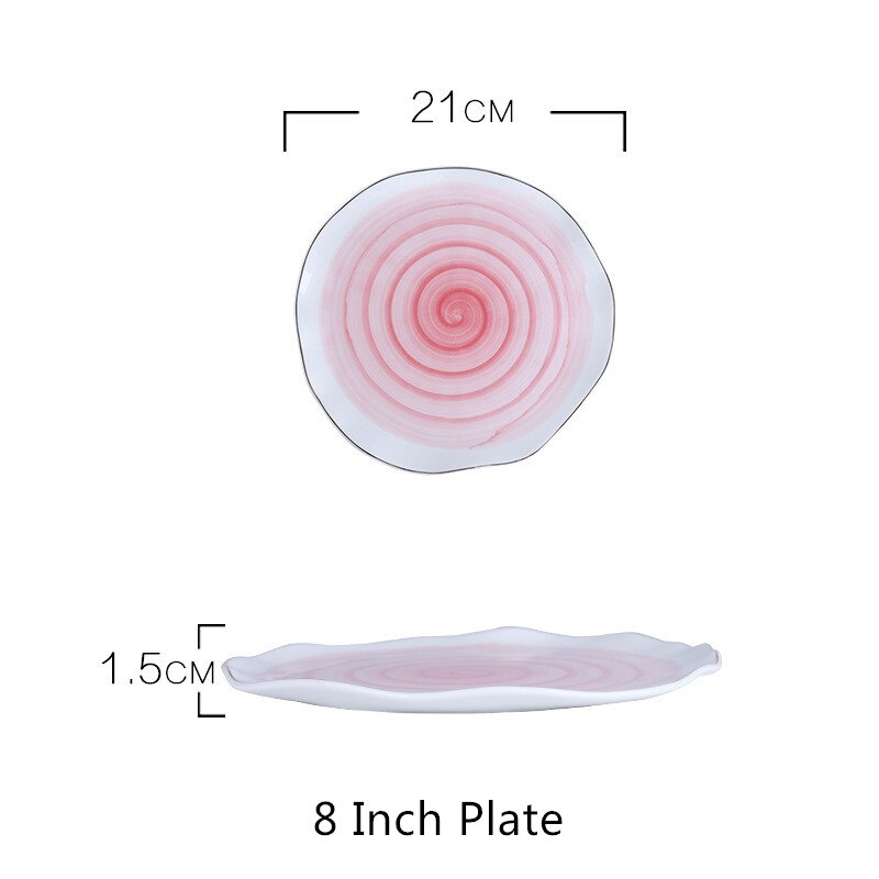 Nordic Color Changing Ceramic Plate Golden Edge Po... – Vicedeal