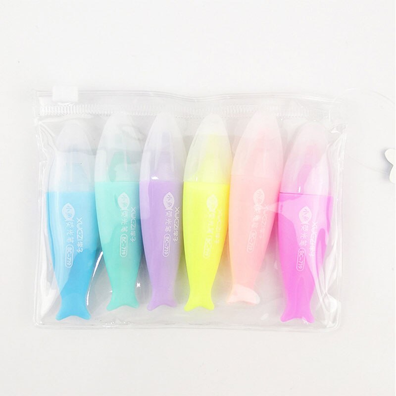 6 Colors Cute Fish Color Highlighter Pen Set Fluor... – Grandado
