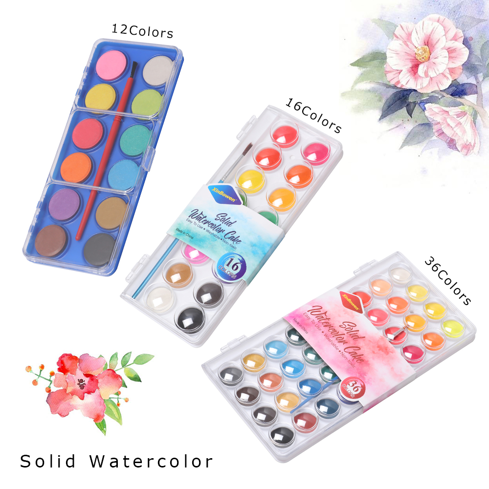 Set van 12/16/36 kleuren waterverf met penseelpen,... – Vicedeal
