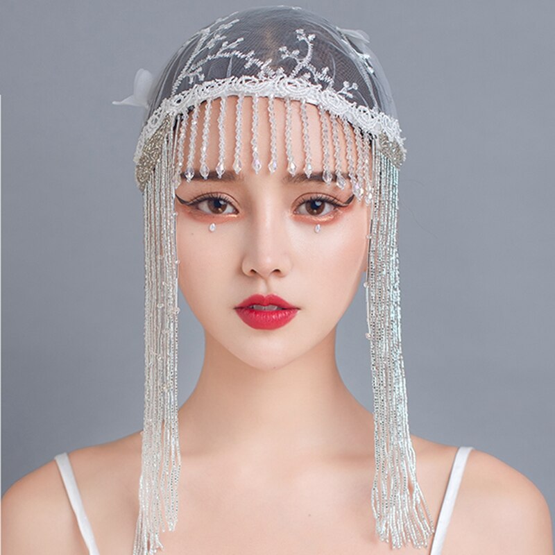 Wedding Bridal Hats Fascinators Long tassel headpi... – Grandado