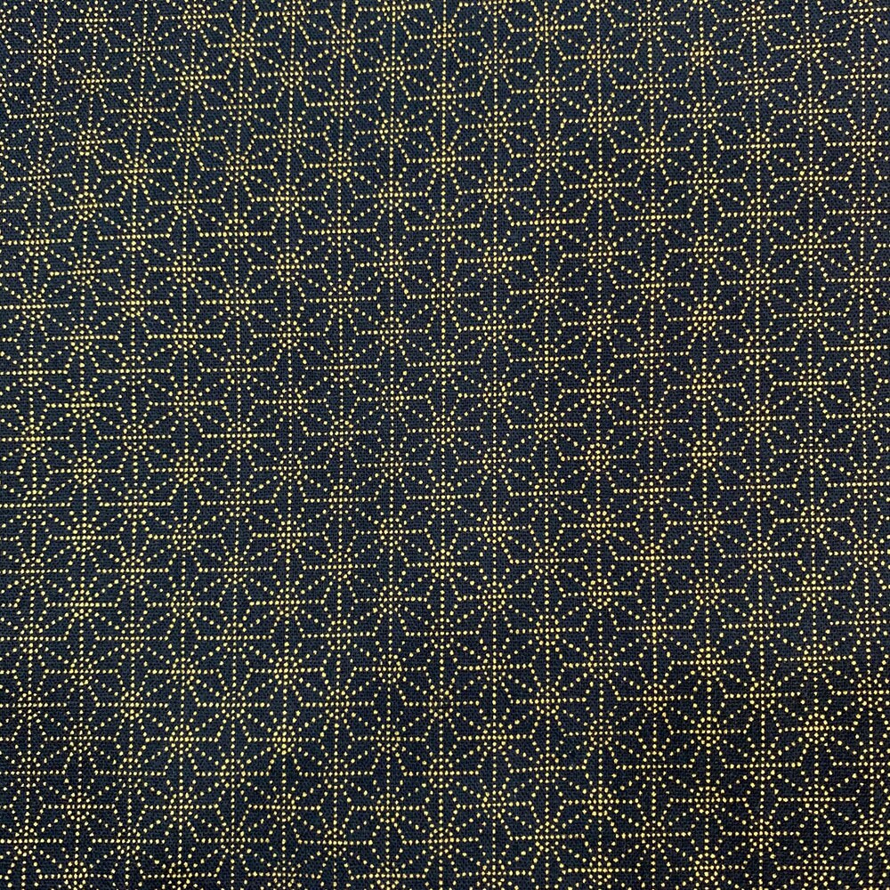 Dark Blue Bronze Printed Cotton Fabric,Japanese St... – Grandado