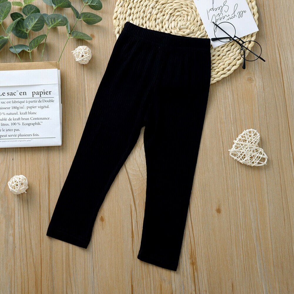 Thick Warm Cotton Girls Full Length Leggings Solid... – Grandado