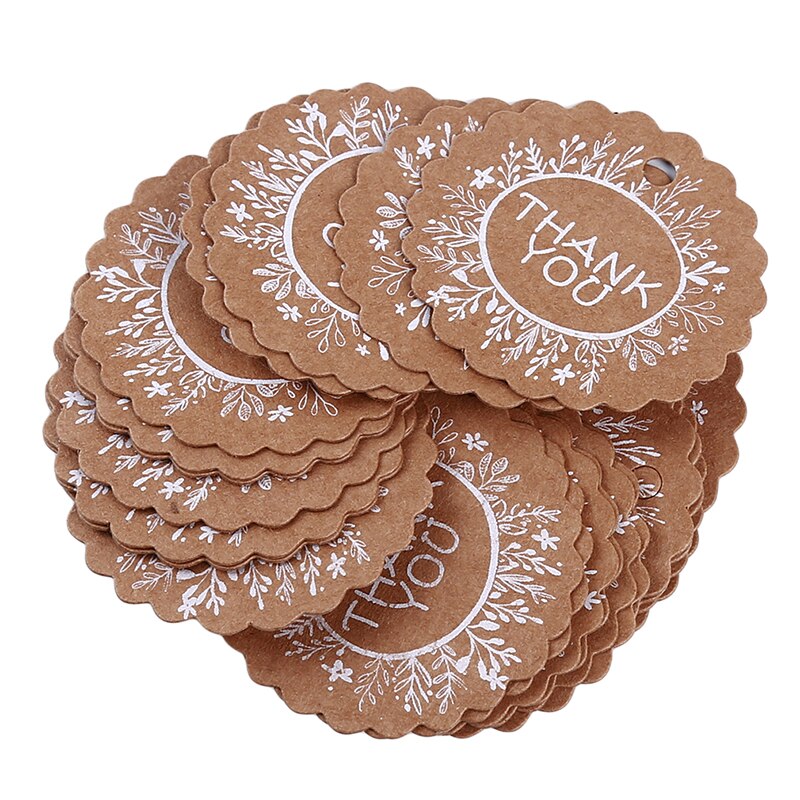 50pcs Garland Kraft Paper Round Tags THANK YOU Bla... – Vicedeal