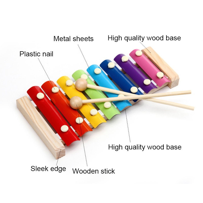 Natural Wooden Xylophone Musical Instrument 8 Tone... – Vicedeal