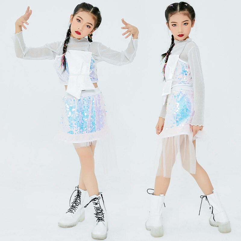 Long Sleeve Sequins Dance Costume Girls Jazz Perfo... – Grandado