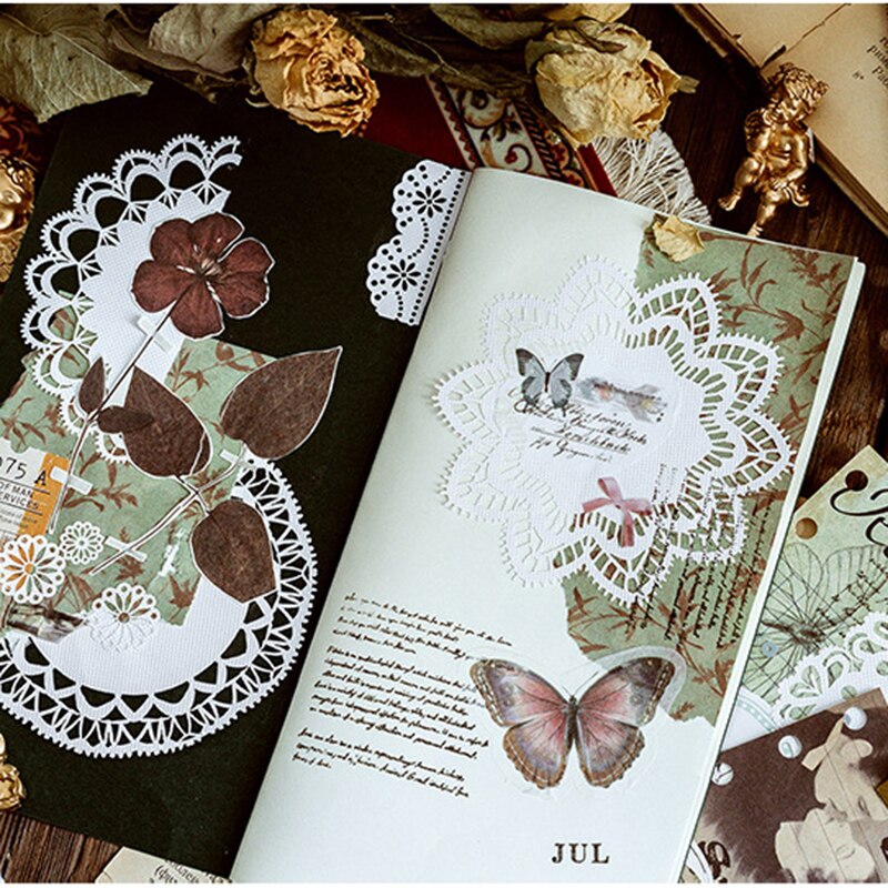 Retro hollow-carved lace Material Paper Junk Journ... – Vicedeal