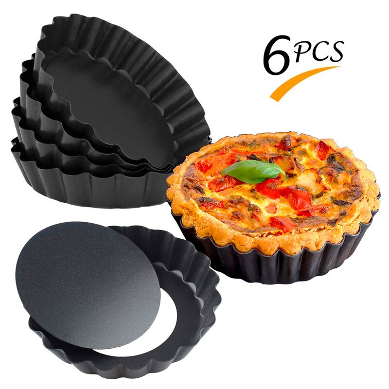 6Pcs Non-stick Tart Quiche Flan Pan Mallen 12Cm Gr... – Grandado