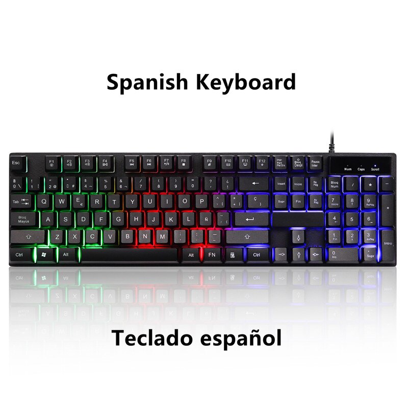 Mechanical Feel 104-key Spanish Keyboard USB Wired... – Grandado