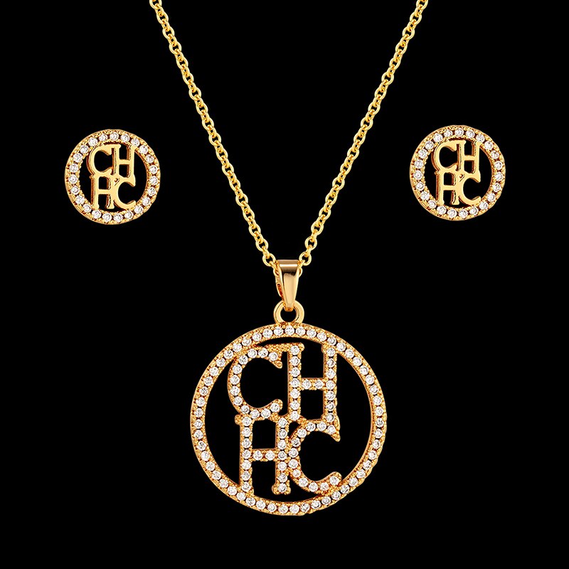 The letter CH in a simple copper circle Necklace a... – Vicedeal
