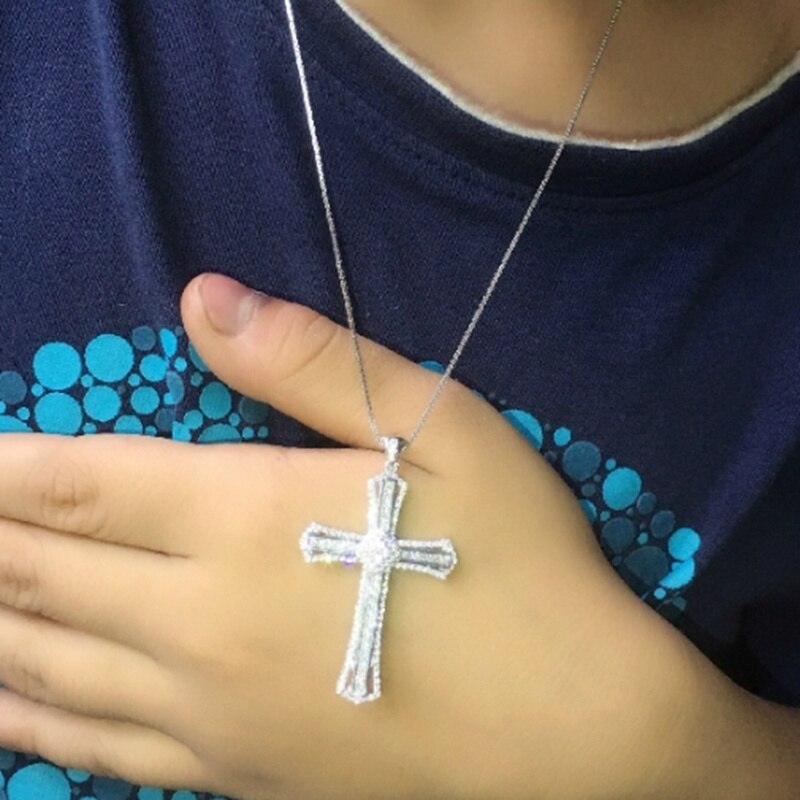 Micro Inlay Rhinestone Cross Pendant Necklace Coup... – Grandado