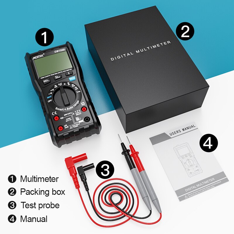 DM100A Digitale Multimeter 10000 Counts Multimeter... – Vicedeal