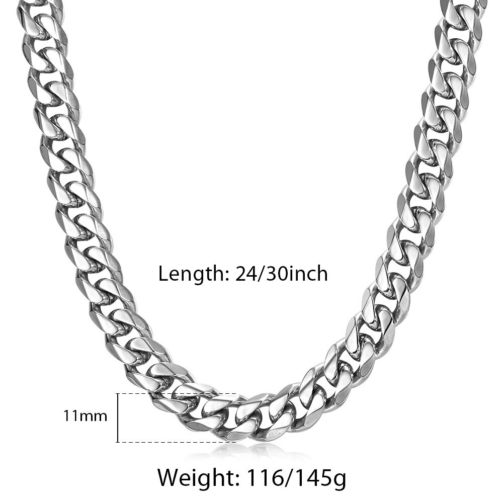 11 Mm Breedte 316L Rvs Ketting Mannen Jongen Cubaa... – Grandado