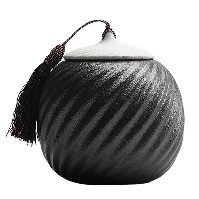LUWU black crockery ceramic tea caddies spiral tea... – Grandado