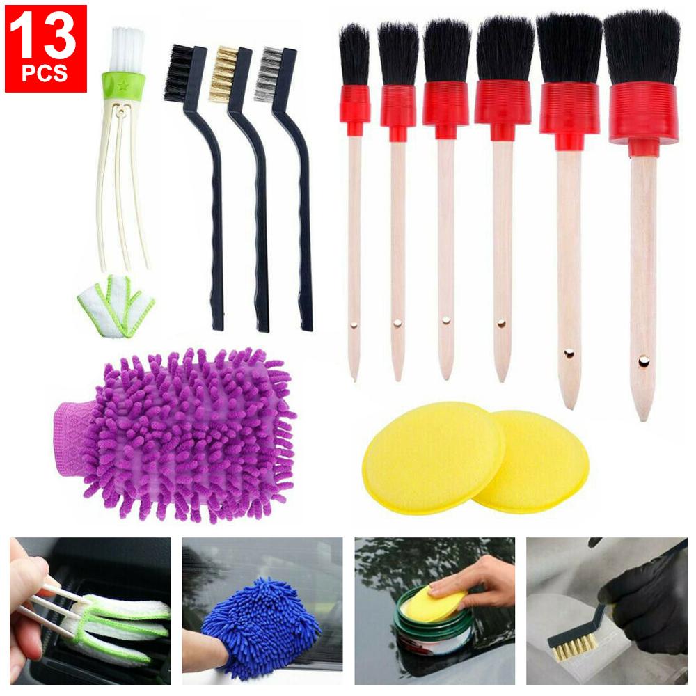 13pc Set Car Detailing Brush Kit Boar Hair Vehicle... – Grandado